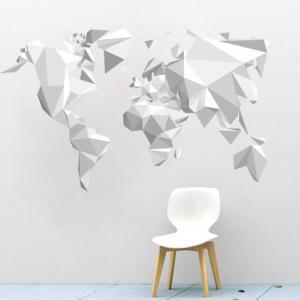 Origami World Map Sticker Decal For Modern Homes Wall Decoration ...