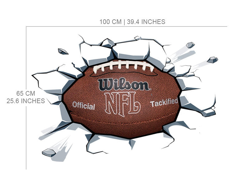 Football Ball On The Wall Decal Nfl Superbowl Sticker For Boys Room ...