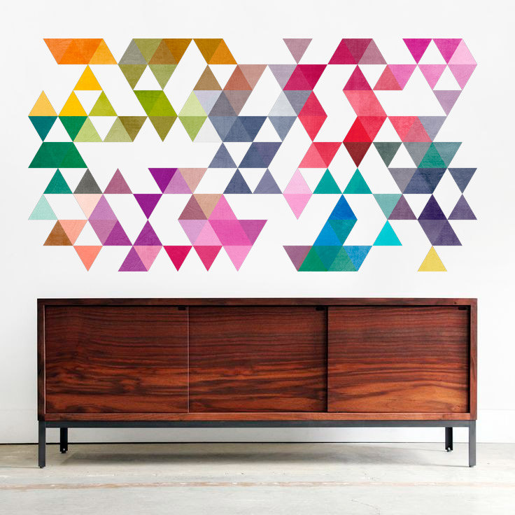 Mid Century Modern Danish Triangles Minimalist Eames Geometric Decal on ...