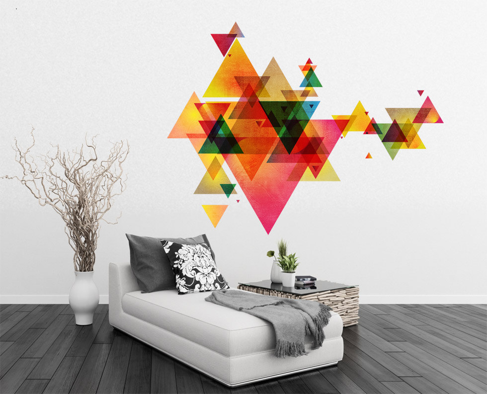 Triangle Decal Geometric Vinyl Wall Art Mid Century Modern Decor ...