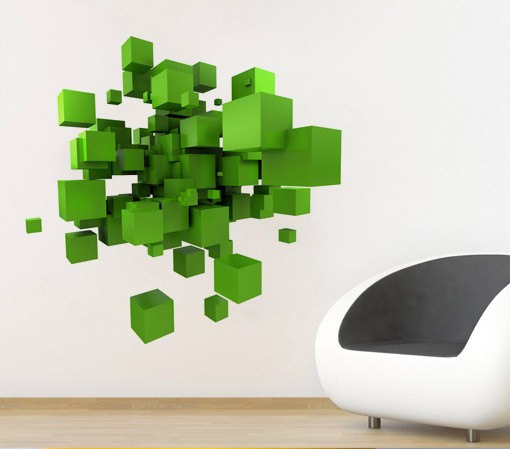 3d Space Cubes Wall Decal Geometric Shape Vinyl Sticker For Modern ...