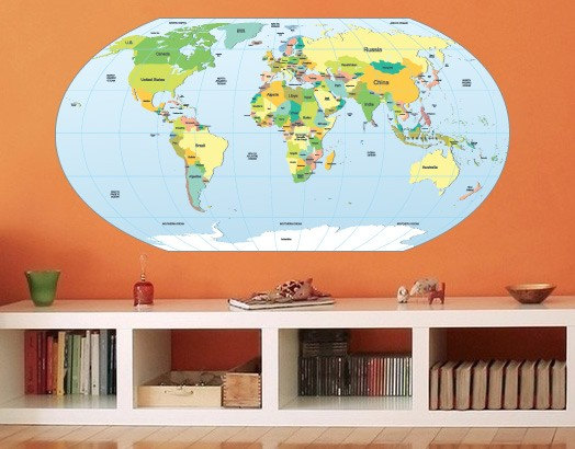 World Map Rounded Decal For Housewares on Luulla