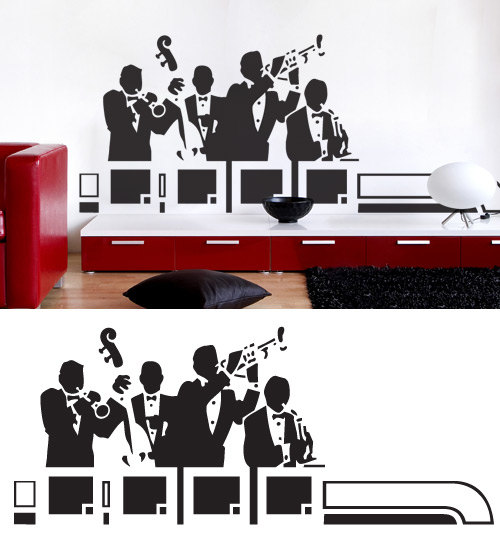 Jazz Band Vintage Sticker Music Wall Decal For Housewares on Luulla